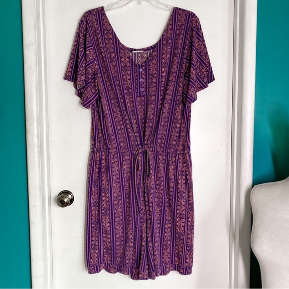 LuLaRoe | Pants & Jumpsuits | Lularoe Xanthe Purple Romper L | Poshmark